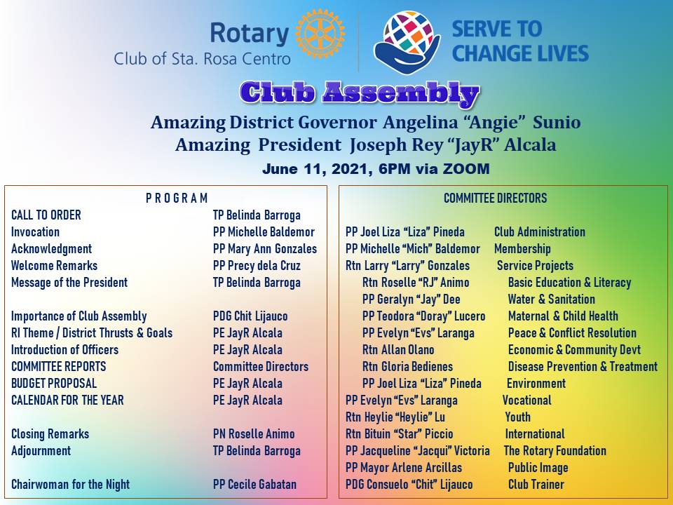 Club Assembly – Rotary Club of Sta. Rosa Centro