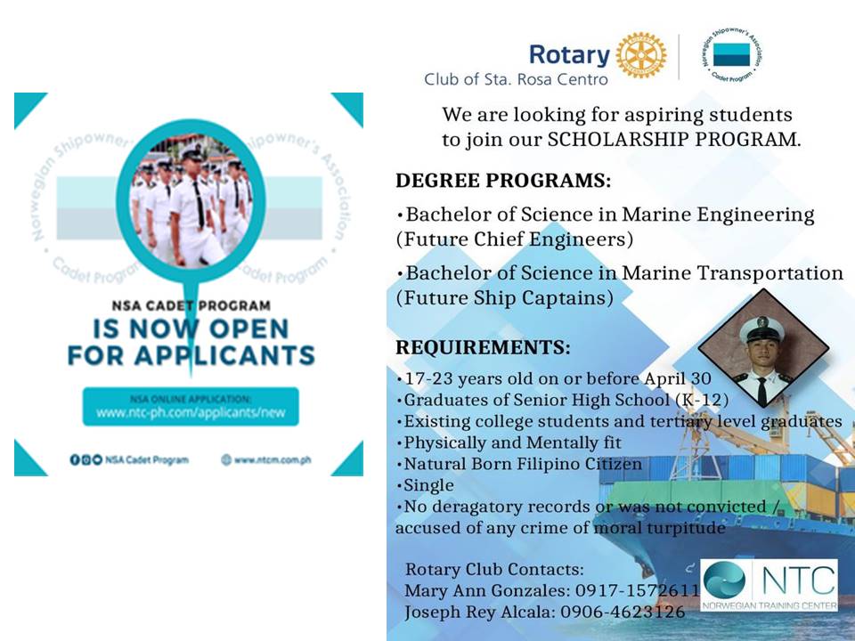 Norwegian Cadetship Scholarship Program – Rotary Club of Sta. Rosa Centro